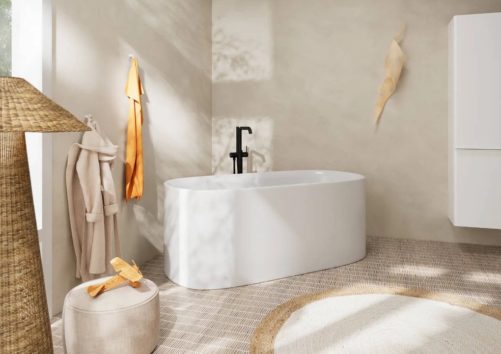 Hansgrohe Tecturis S, páková vanová volně stojící baterie na podlahu, černá matná, HAN-73440670