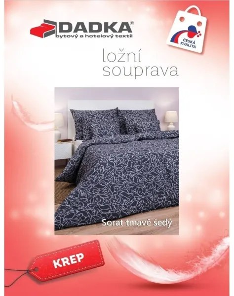 DADKA Povlečení krep Sorat tmavě šedý 140x200, 70x90 cm