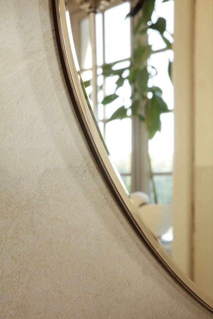 Ferm Living Pond Small Brass 100543101 - Ferm Living Designové nástěnné zrcadlo Pond Brass – small, stříbrná barva, sklo, kov