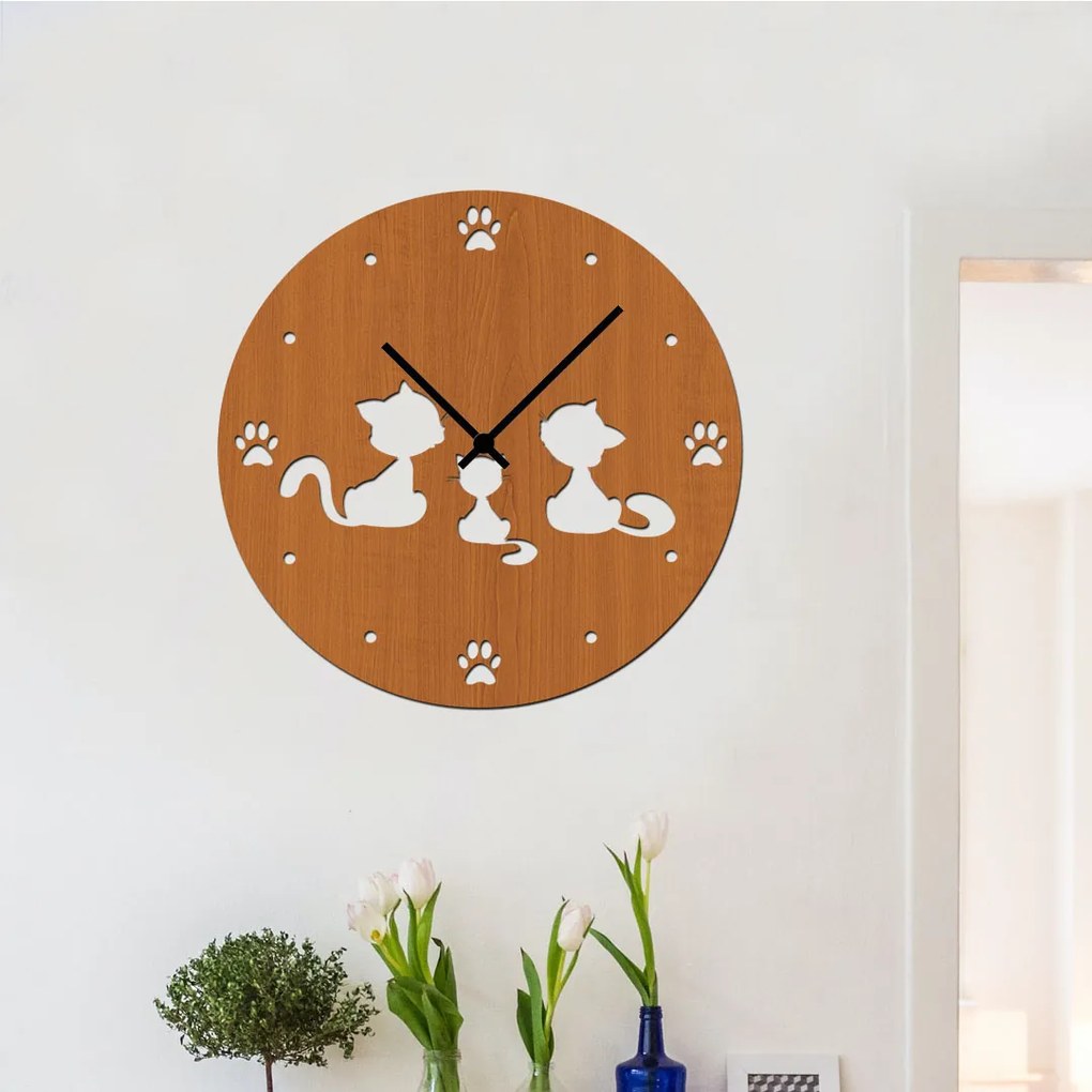 dřevo života Nástěnné hodiny KITTY Barevný vzor: Bílá, Velikost hodin: 35x35