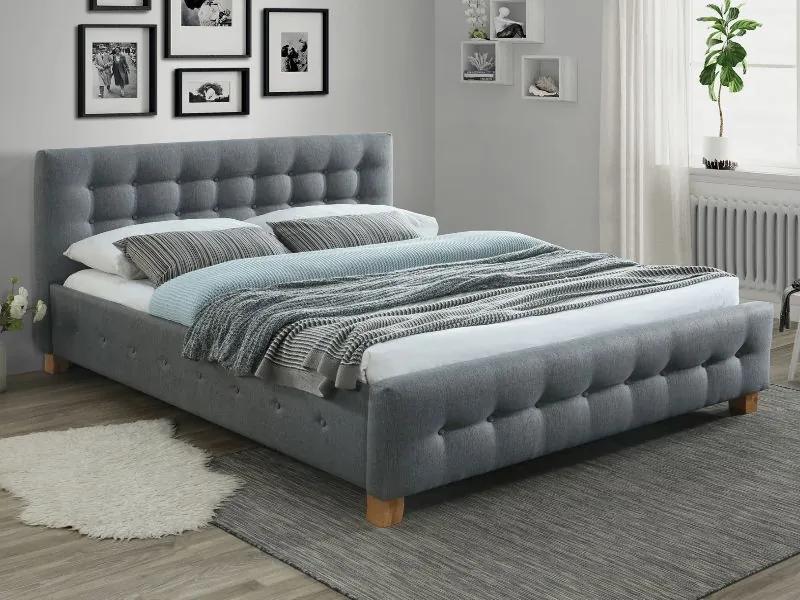 Šedá čalouněná postel BARCELONA 160 x 200 cm