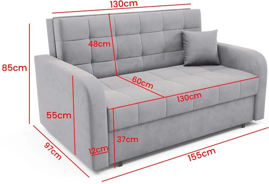 Třímístná rozkládací pohovka s funkcí spaní a úložným prostorem Haven III 155 cm