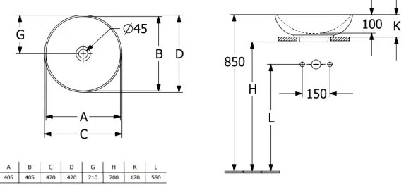 Villeroy & Boch 4A460001 - Umyvadlo na desku LOOP&FRIENDS pr.42 cm keramika/bílá