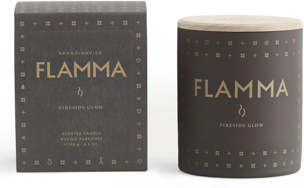 SKANDINAVISK Vonná svíčka FLAMMA (plamen) 190 g, šedá barva, hnědá barva, sklo