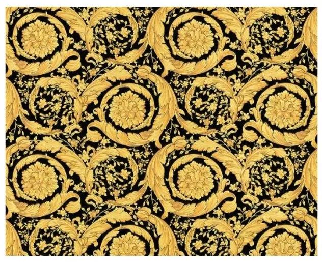 93583-4 tapety na zeď Versace | 0,70 x 10,05 m | zlatá, černá