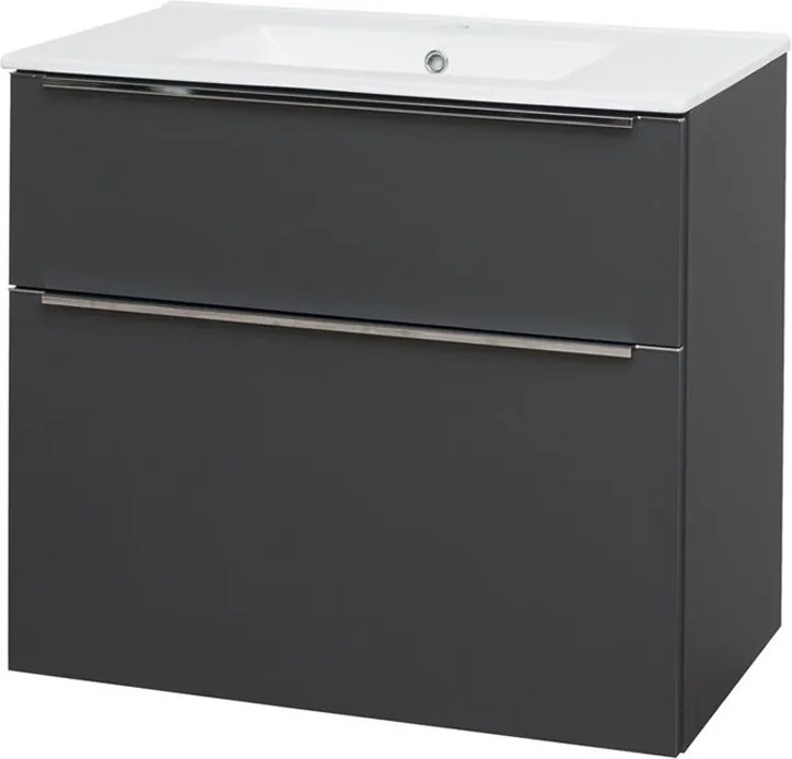 Mereo Mereo, Mailo, koupelnová skříňka s keramickým umyvadlem 81 cm, bílá, dub, antracit, CN531