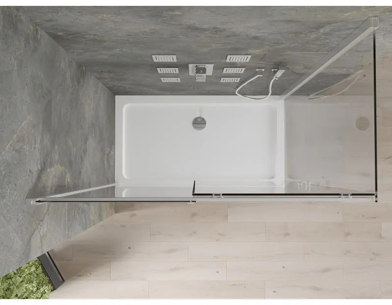 Mexen Omega posuvný sprchový kout 130 x 70 cm, 8mm sklo, chromový profil-čiré sklo + slim sprchová vanička 5cm, 825-130-070-01-00-4010