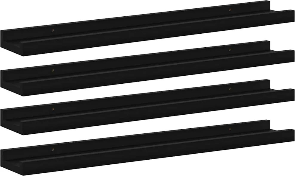 Nástěnné police 4 ks černé 60 x 9 x 3 cm 326668