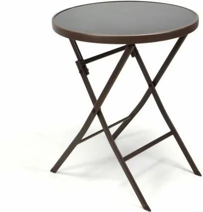 Garthen 35062 Zahradní bistro stolek skleněný se sklopnou deskou - hnědý
