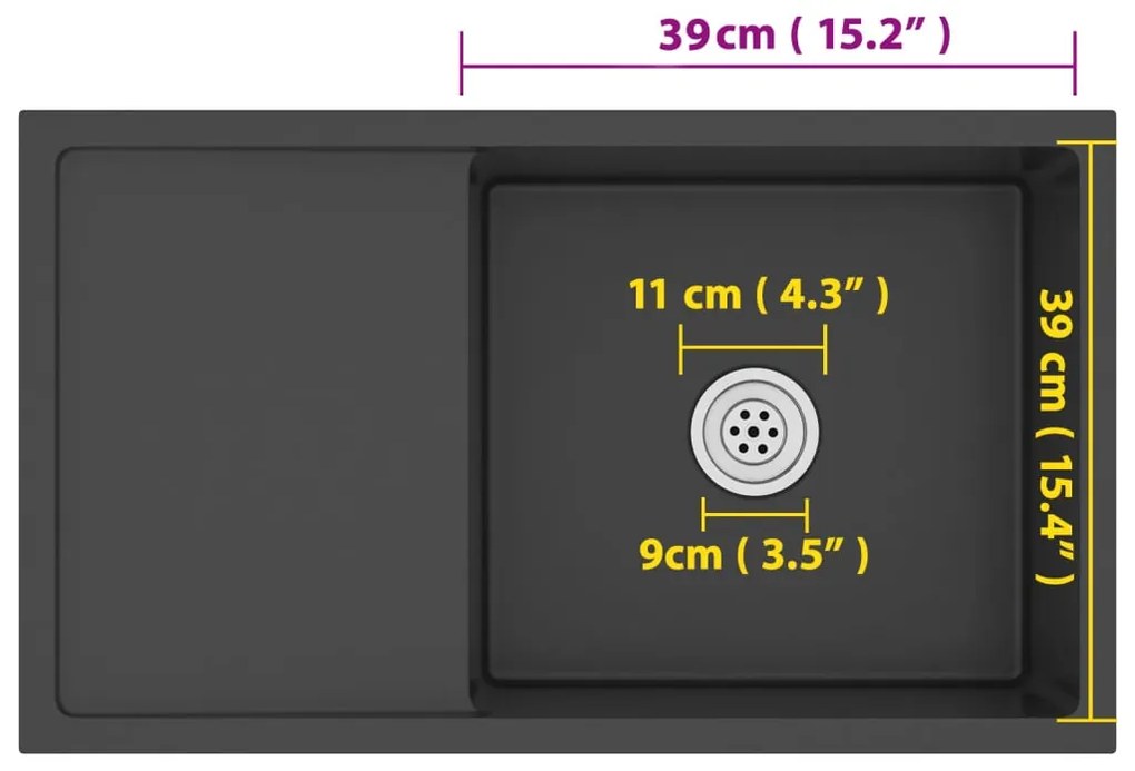 vidaXL Marketos Ručně vyrobený kuchyňský dřez černý nerezová ocel