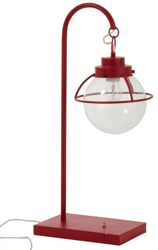 Červená kovová stolní retro lampa s patinou Ball Hang - 33*23*70 cm