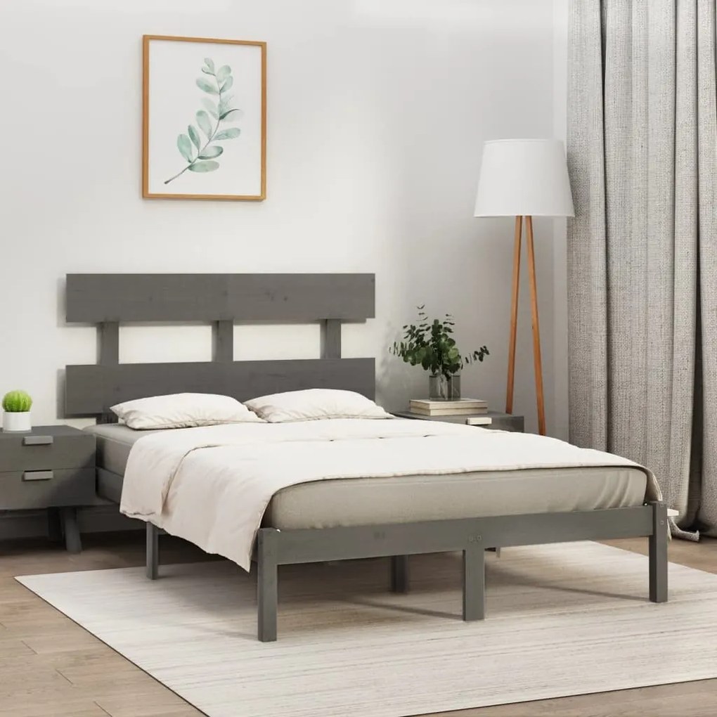 Rám postele šedý masivní dřevo 200 x 200 cm 3104695