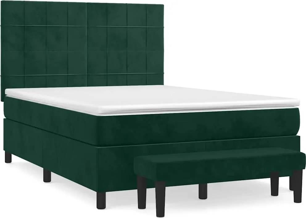 Box spring postel s matrací tmavě zelená 140x200 cm samet 3137848