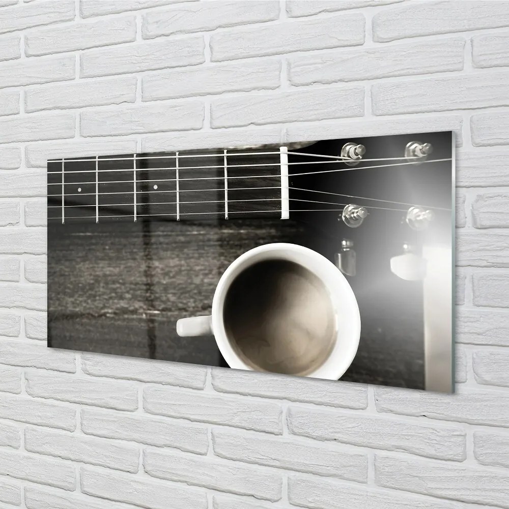 Obraz na skle coffee kytara 100x50 cm