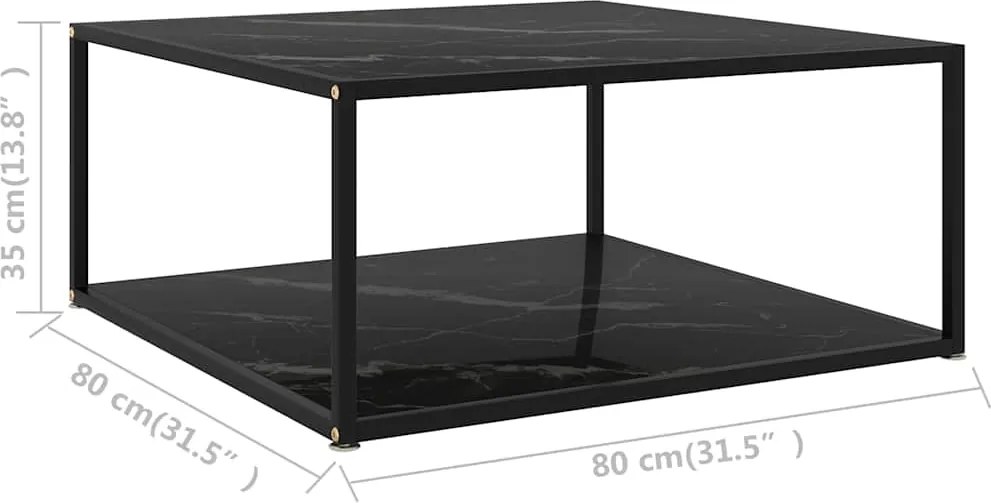 Konferenční stolek černý 80 x 80 x 35 cm tvrzené sklo 322895