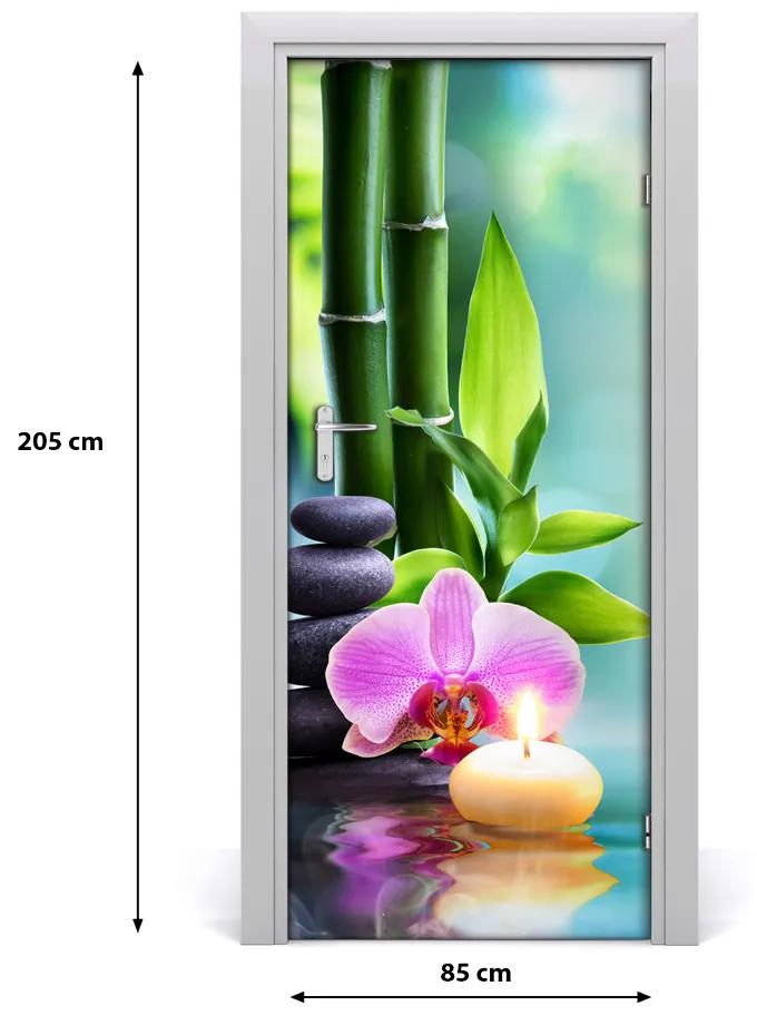 Fototapeta samolepící Orchidej a bambus 85x205 cm