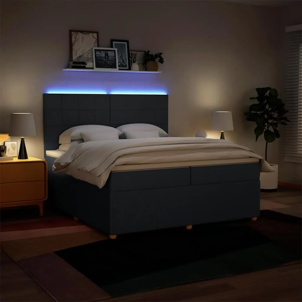 Box spring postel s matrací modrá 200x200 cm textil 3294469