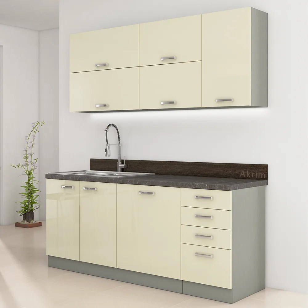 KARMEN | horní skříňka 40 G-72 1F policová | 40 cm | světle šedá/krémová lesk