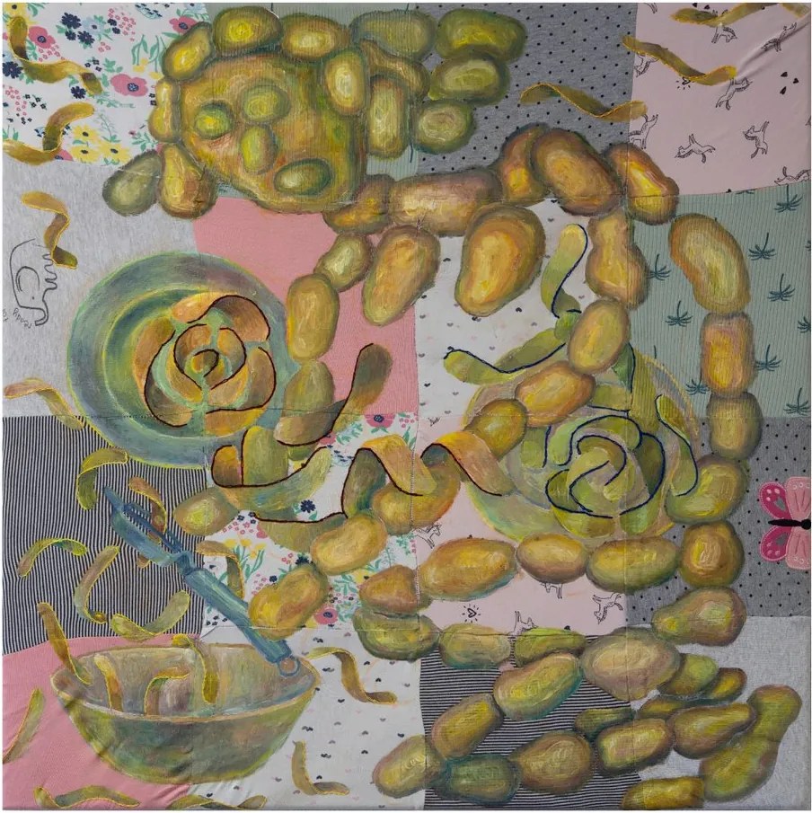 Daniela Krajčová | Šupanie zemiakov Rám: Bílý, Velikost: 50 x 50 cm