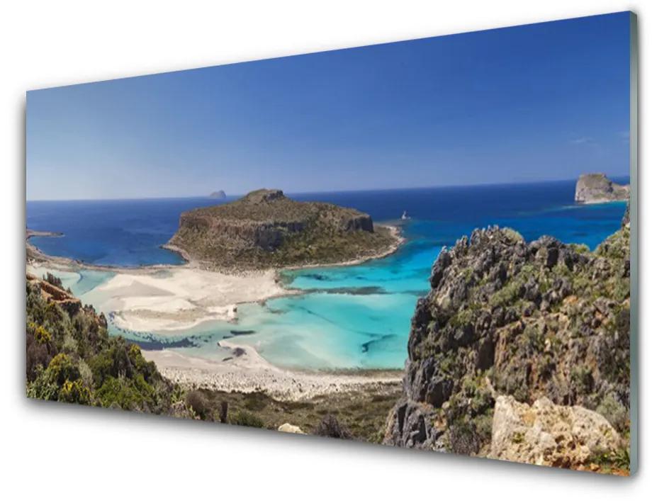 Plexisklo-obraz Ostrov Moře Pláž Hory 100x50 cm
