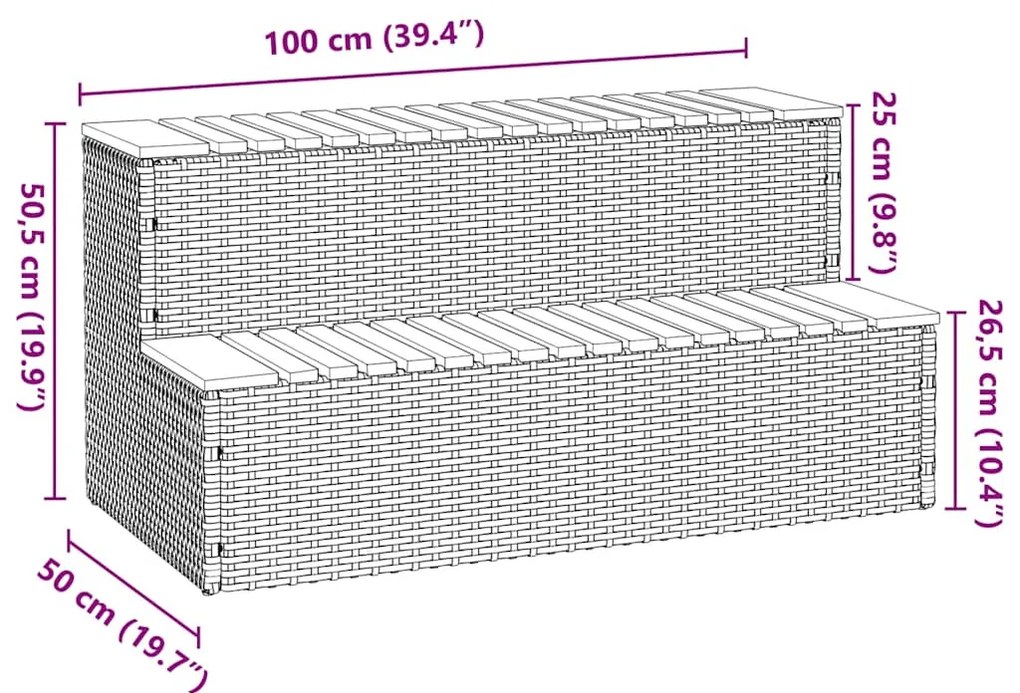 vidaXL Obruby k vířivce béžová 100x50x50,5 cm polyratan a akáciové