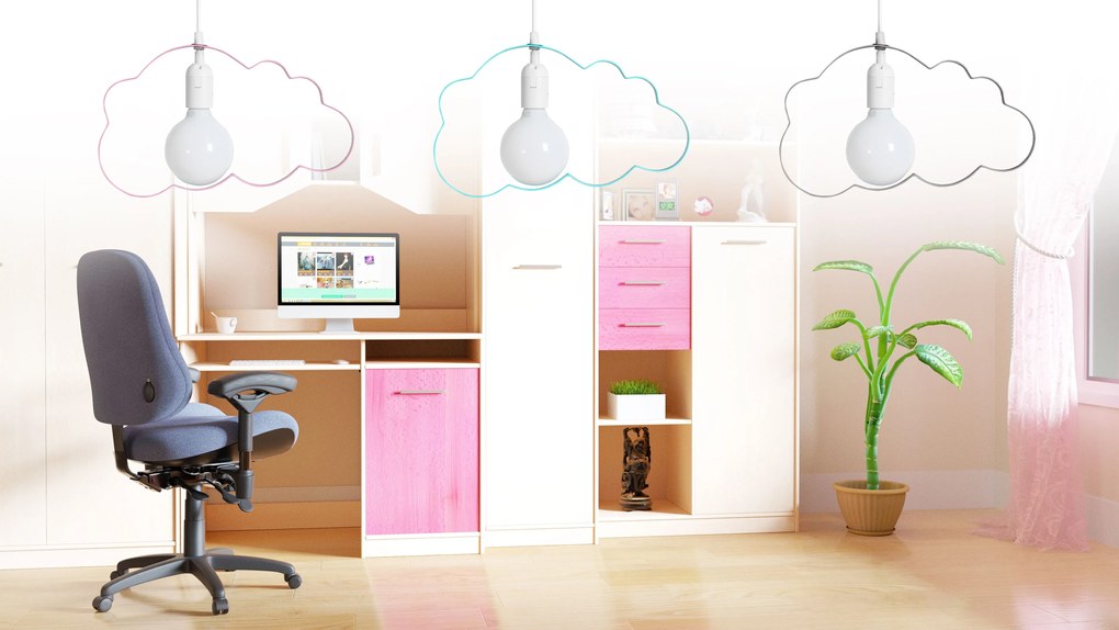 Toolight Rea, ZÁVĚSNÁ CLOUDOVÁ SVĚTLA JASNÁ RŮŽOVÁ, OSW-00451
