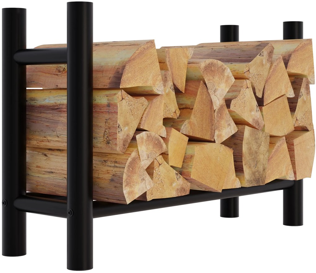 Stojan na dřevo Medya round - 30x80x60 cm, kov černý