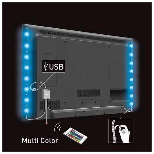 Solight WM504 - SADA 2x LED RGB Pásek pro TV s ovladačem IP65 LED/USB 50cm
