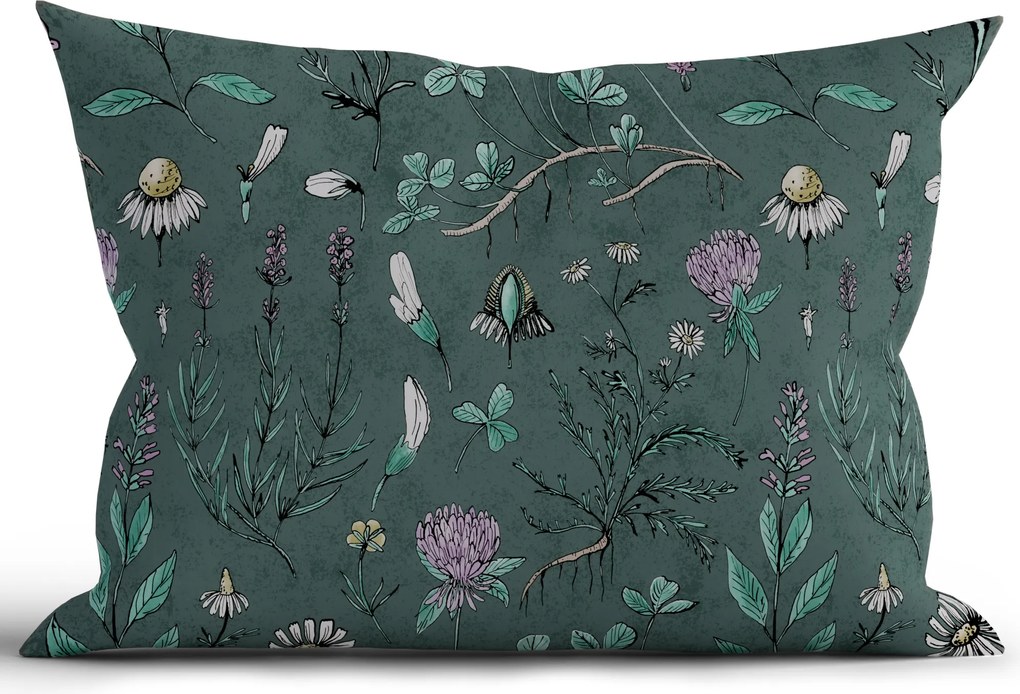 MK Lůžkoviny Bavlněný povlak na polštář Renforcé 50 x 70 cm - Herbář tmavě zelený