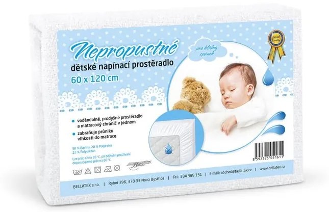 Bellatex Míša dětské prostěradlo se zátěrem bílá rozměr 90x200 cm