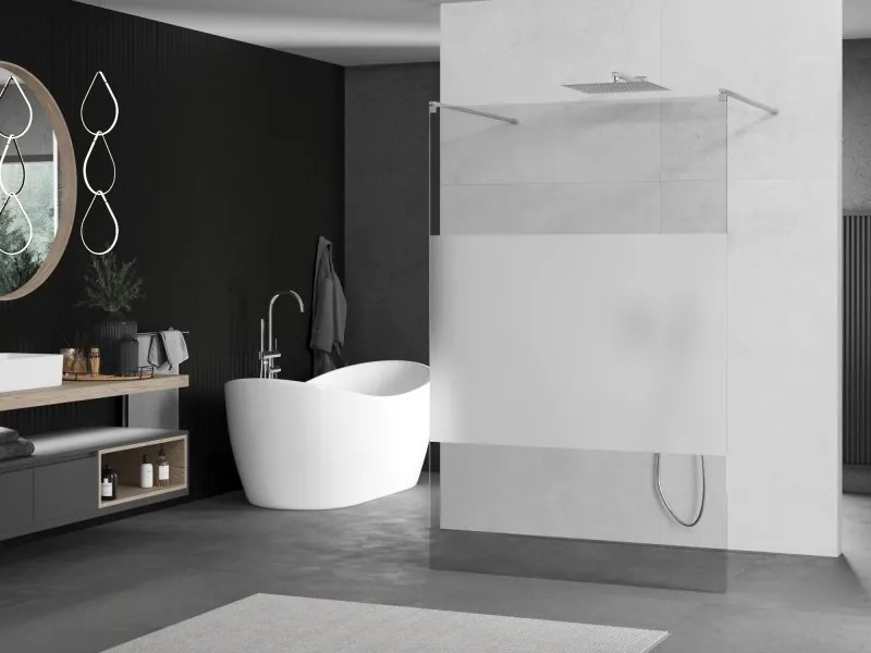 Mexen Kioto, sprchová zástěna Walk-In 110 x 200 cm, 8mm čiré sklo-námraza, broušená ocel profil, 800-110-002-97-35