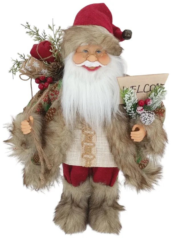Dekorace Santa Claus Krémově-bordový 40cm
