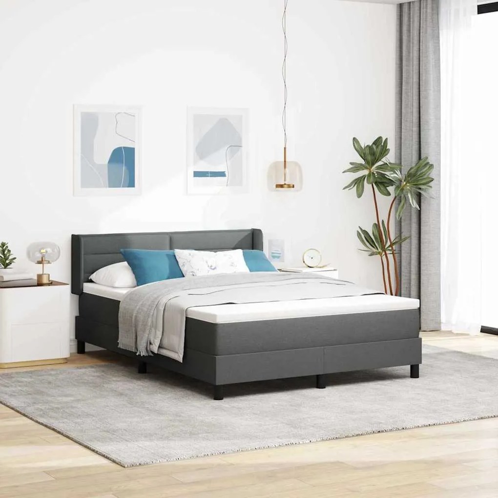 Postel s boxspringem s čelo Tmavě šedá 200 x 140 cm textil 3341042