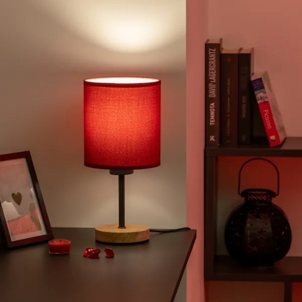Brilagi - Stolní lampa NUBILA WOOD 1xE27/25W/230V dub/pompejská červená