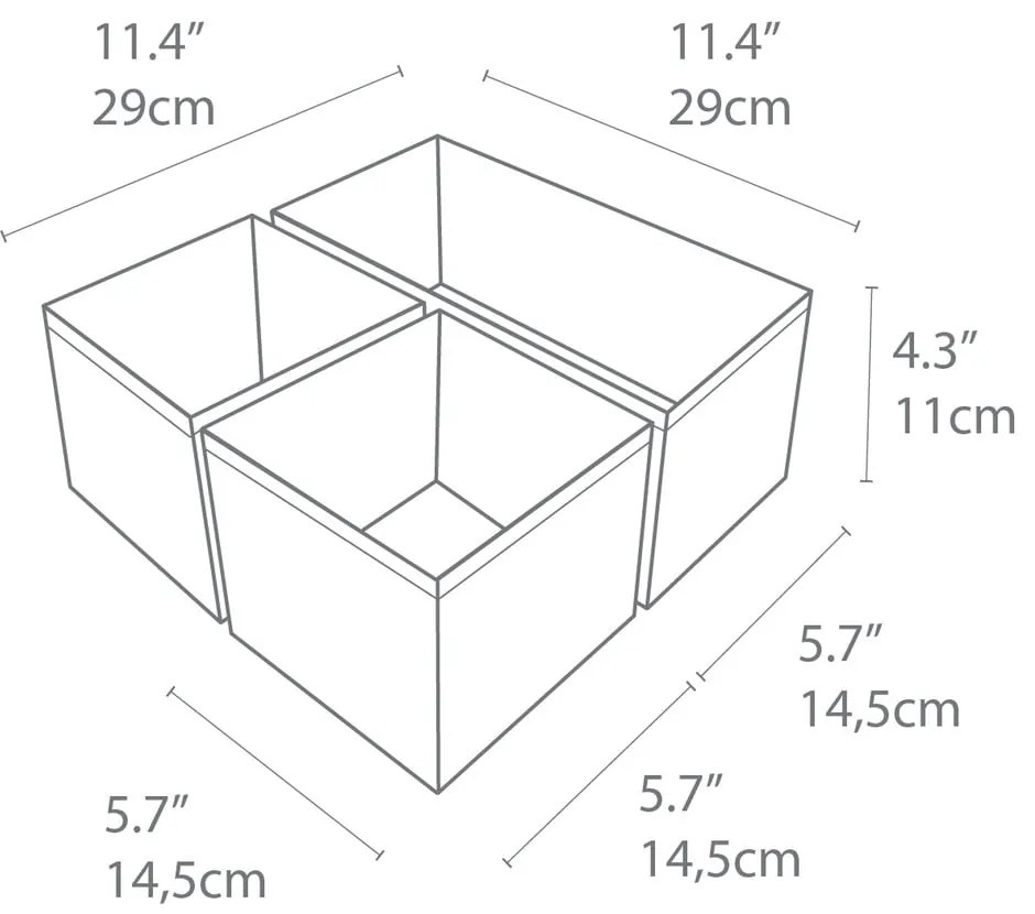 Sada 3 šedých organizérů Bigso Box of Sweden Drawer