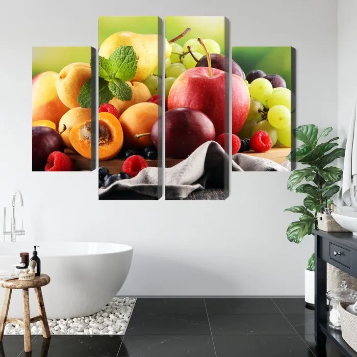 Vícedílný obraz Čerstvé Letní Ovoce Nedostatek Nedostatek Přírodní plátno 200x150