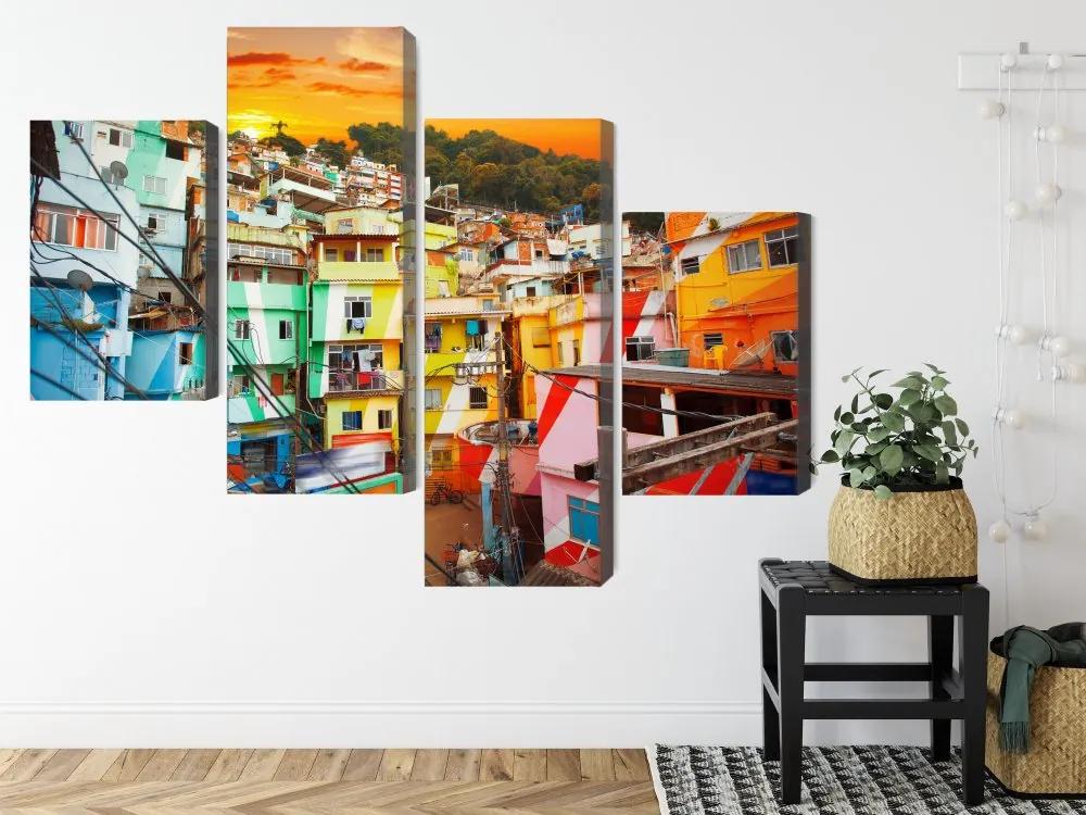 Vícedílný obraz Centrum Města Rio De Janeiro A Barevná Favela Nedostatek Nedostatek Plátno Canvas 160x100