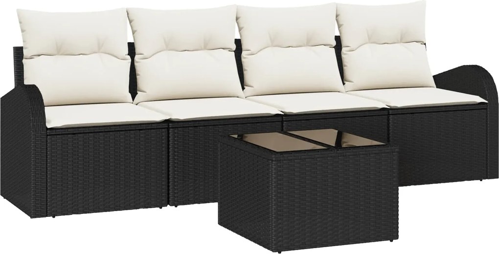 Sada zahradních pohovek 5 pcs 4-Seater Černá a krémová 3354576