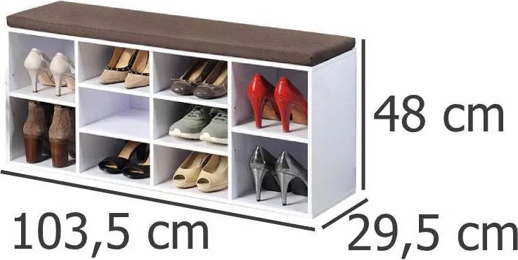 Skříň na boty pro chodbu, bílá komoda se sedadlem
