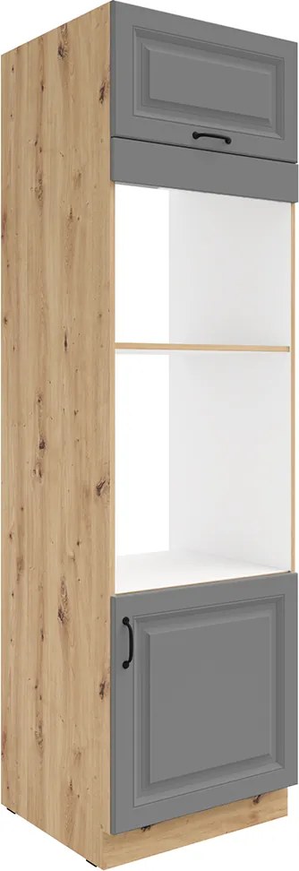 STILO ad | vysoká skříňka 60 DPM-210 2F na vestavnou troubu a mikrovlnku | 60 cm | UNI dvířka | artisan/šedá