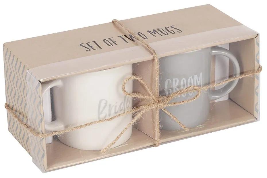 Jones Home & Gift Sada 2ks bílého a šedého hrníčku s nápisem Bride a Groom