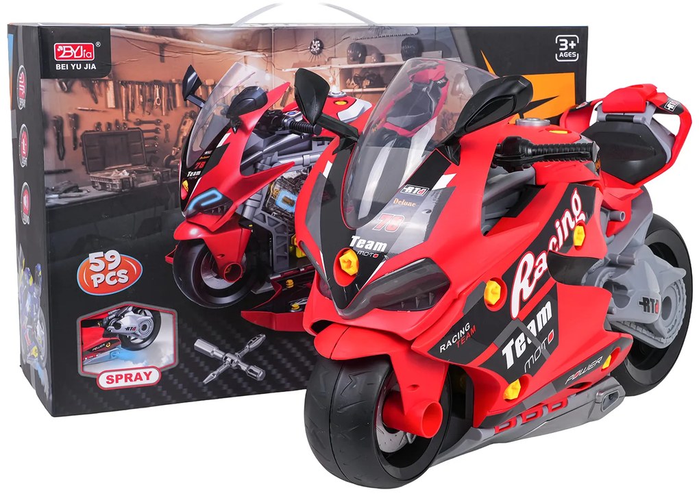 RKToys Motocykl s dílnou 2v1 – sada malého mechanika