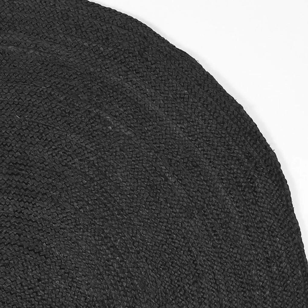 LABEL51 Černý kulatý koberec Braos XXL z juty, 180x180 cm