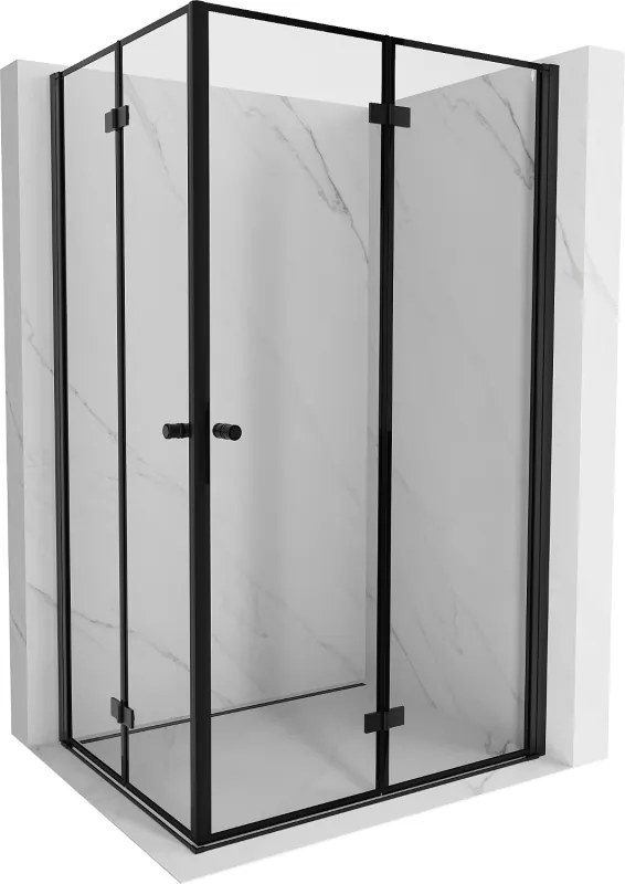 Mexen Mist-F Duo, skládací sprchový kout 75 x 85 cm, čiré sklo-černý rám, 8A6-075L-085P-70-70