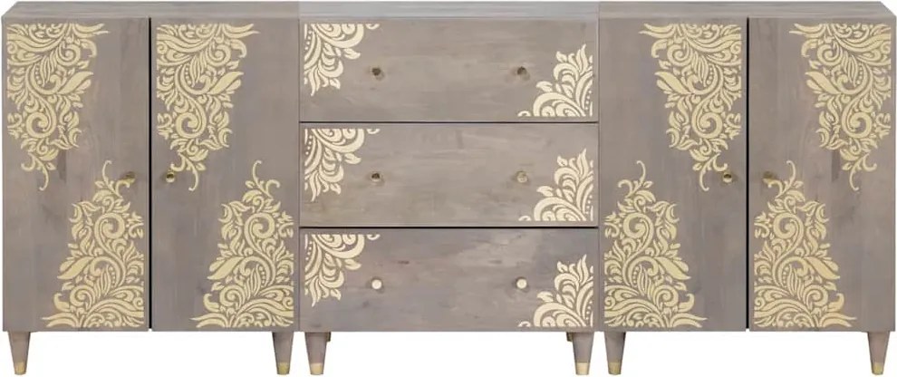 Sada koupelnových skříněk 3 ks 180 x 33 x 75 cm Šedá a zlatá 3310152