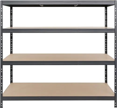 Kovový regál RIVET PRO 180x180x60 DTD dřevotříska 4 úrovně antracitová šedá