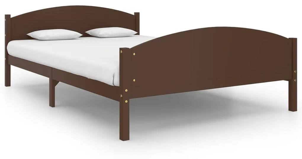 Rám postele tmavě hnědý masivní borovice 160 x 200 cm,  322045