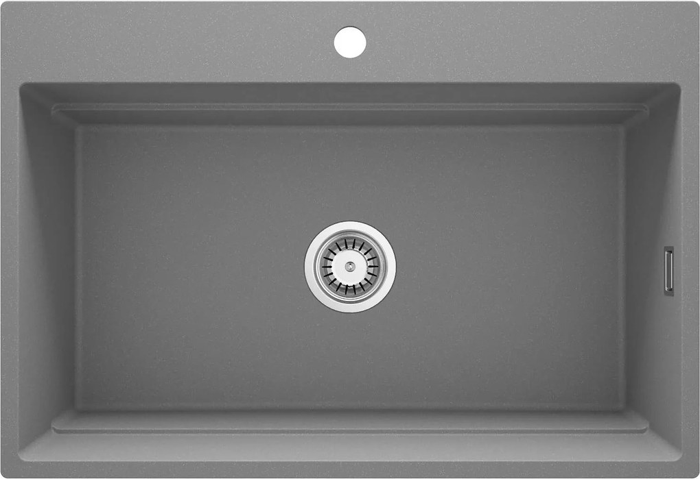 Deante Magnetic, 1-komorový granitový dřez 760x520x220mm, šedá metalíza, DEA-ZRM_S10B