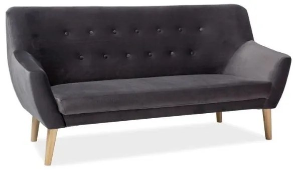 Pohovka Nordic III Velvet, šedá / přírodní dřevo