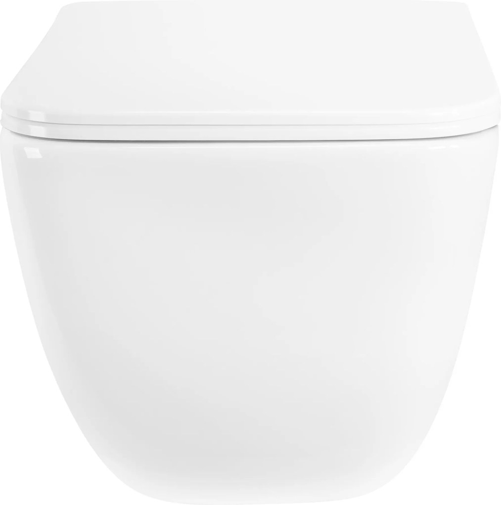 Rea Dexter, závěsná WC mísa Rimless Tornado 515x365x350 mm + WC sedátko z duroplastu, bílá lesklá, REA-C1278